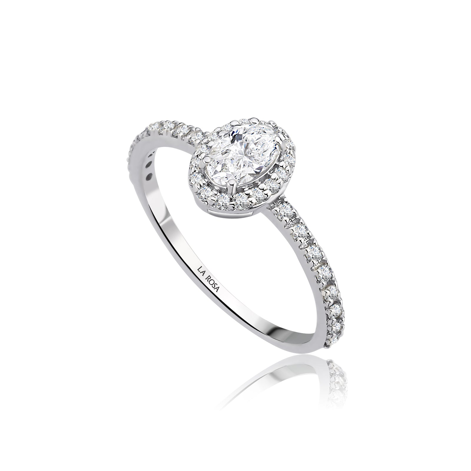 Inel Md45324 din Aur Alb 14K Forma Ovala cu Diamante Naturale